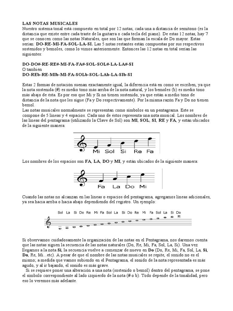 Guia de Las Notas Musicales | PDF | Teoría musical | Musicología