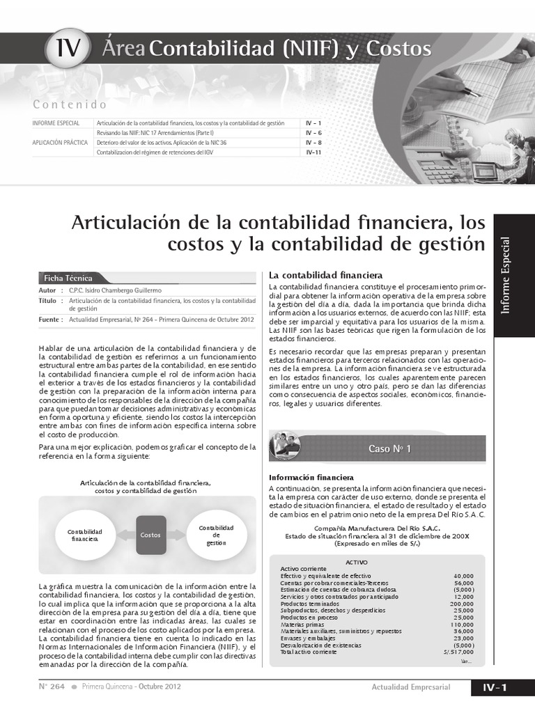 Articulacion de La Contab Financiera y Los Costos | PDF | Contabilidad de gestión | normas ...