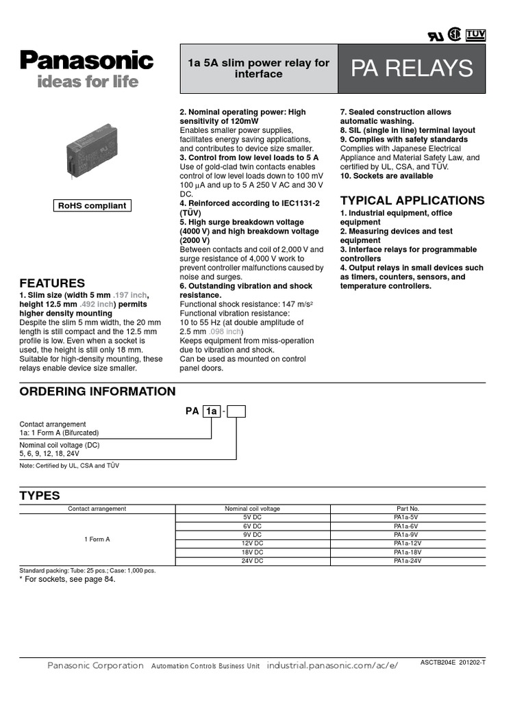 Pa Relays: Typical Applications | PDF | Relay | Inductor