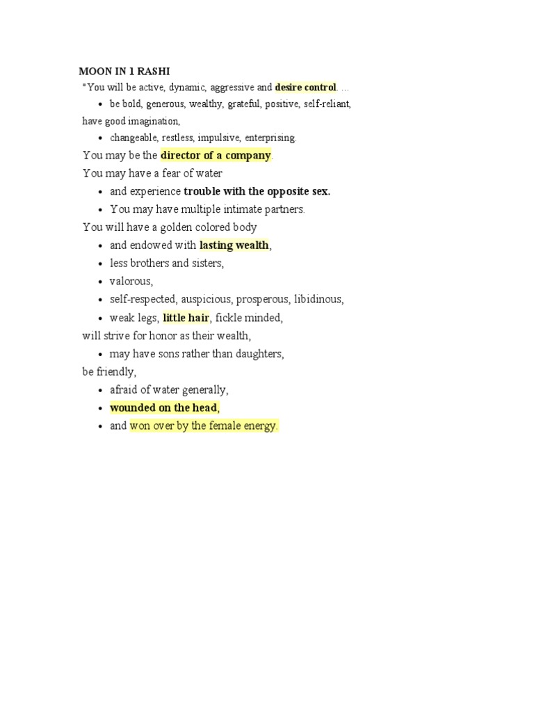 Moon in 1 Rashi | PDF | Religion And Belief | Science