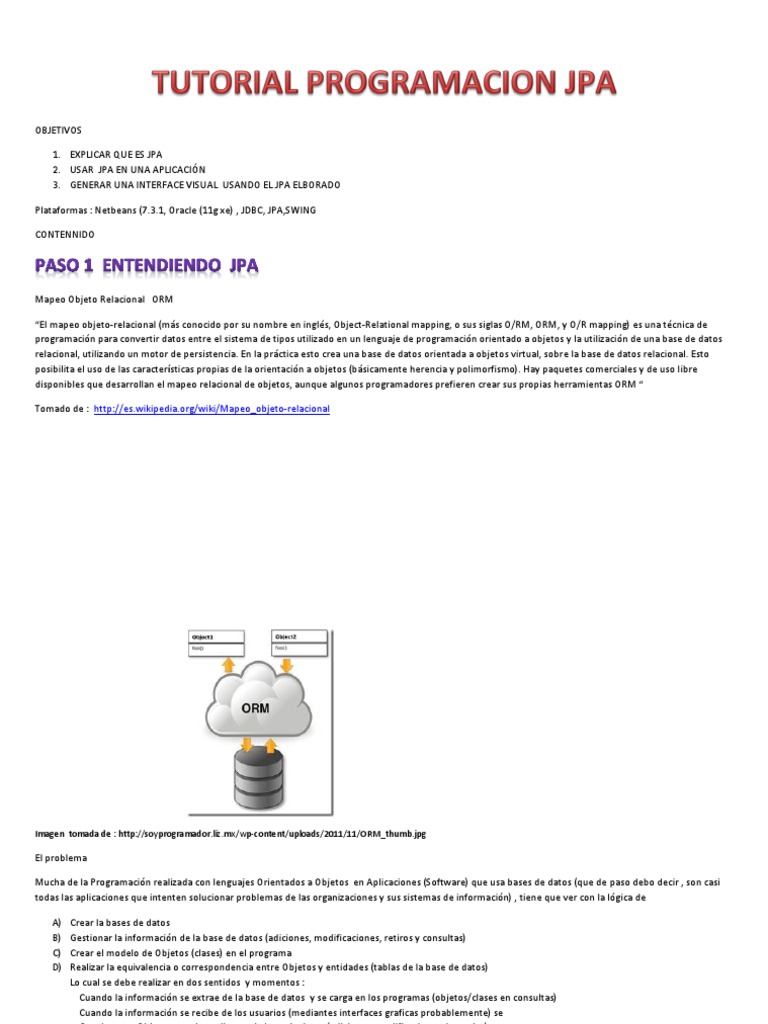 Tutorial Programacion JPA SWING | PDF | Mapeo Relacional de Objetos | Paradigmas de programación