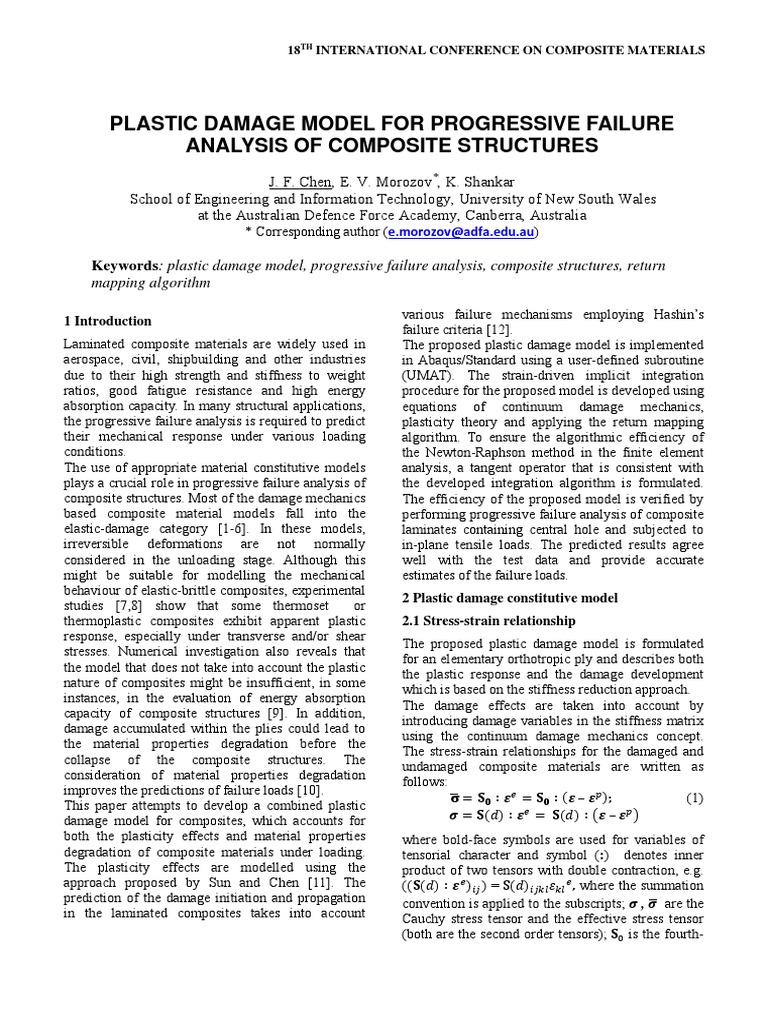 Plastic Damage Model For Progressive Failure Analysis of Composite Structures | PDF | Composite ...