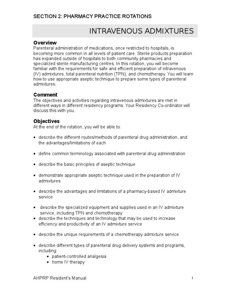 02-03 Intravenous Admixtures | PDF | Business