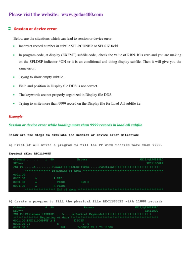 As400 - Session or Device Error | PDF | Computer Science | Computer Data