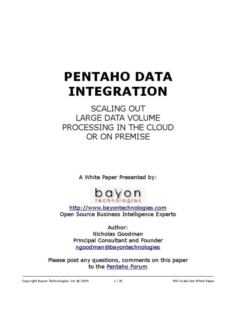 Pentaho Data Integration | PDF | Computer Cluster | Scalability