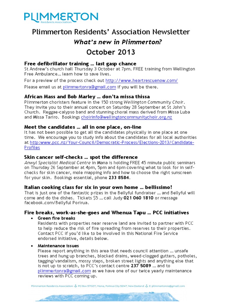 What's New in Plimmerton? Monthly Community Newsletter For October 2013 ...