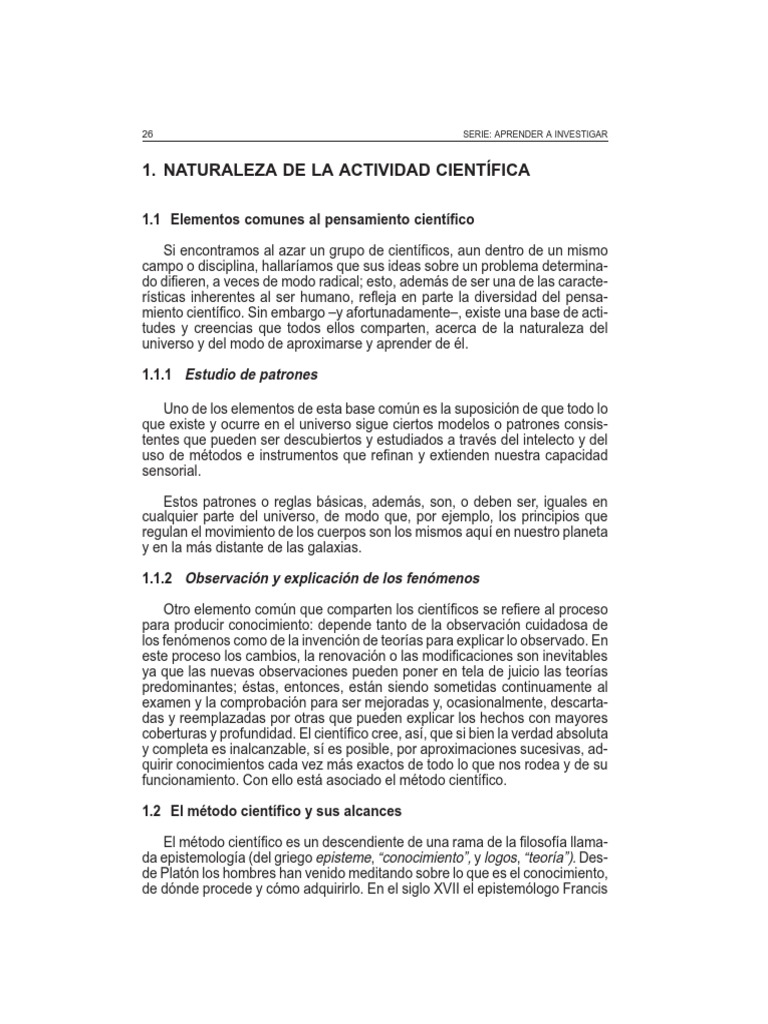 1.1. Naturaleza de La Actividad Cientifica | PDF | Teoría | Science