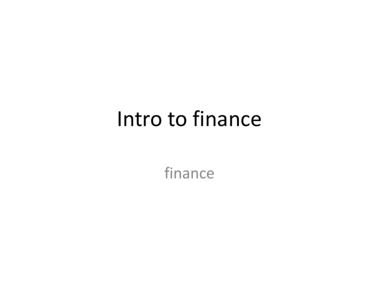 Intro To Finance | PDF