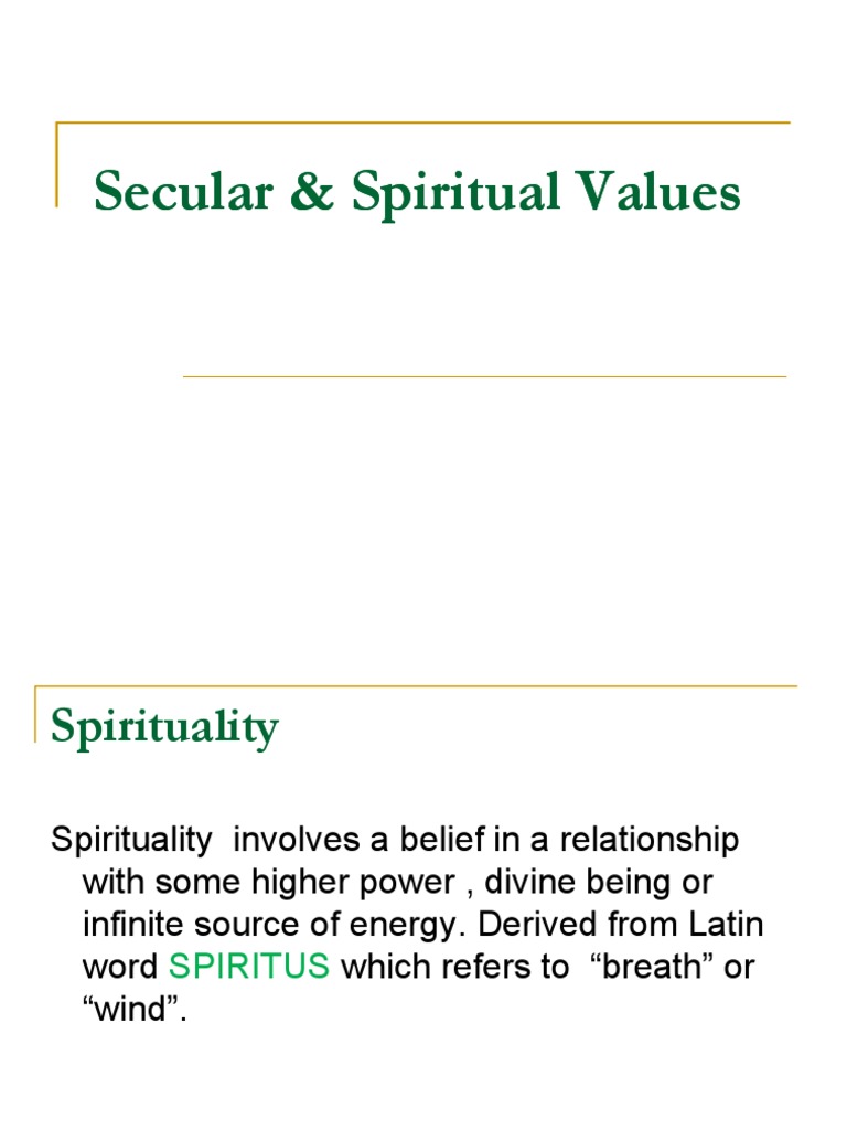 Secular & Spiritual Values | PDF