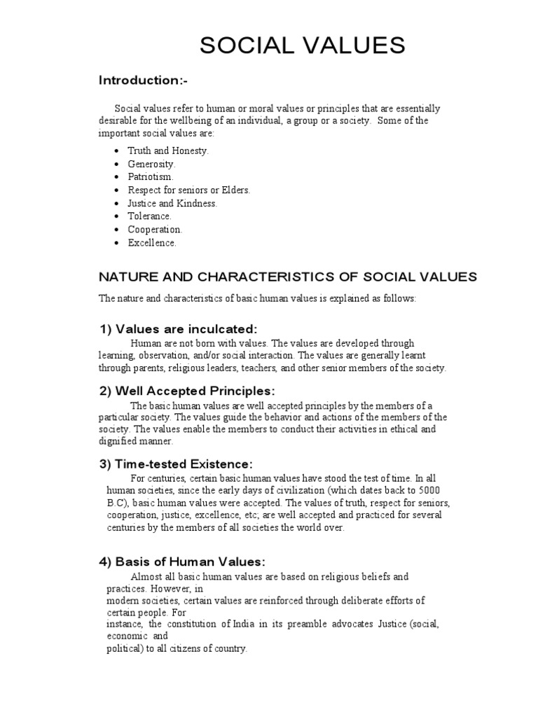 Social Values | PDF | Value (Ethics) | Economic Development