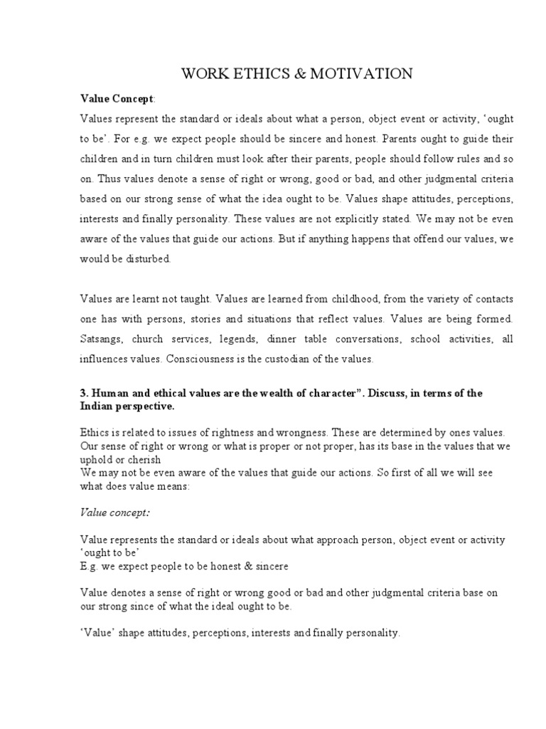 Work Ethics and Motivation | PDF | Value (Ethics) | Motivation