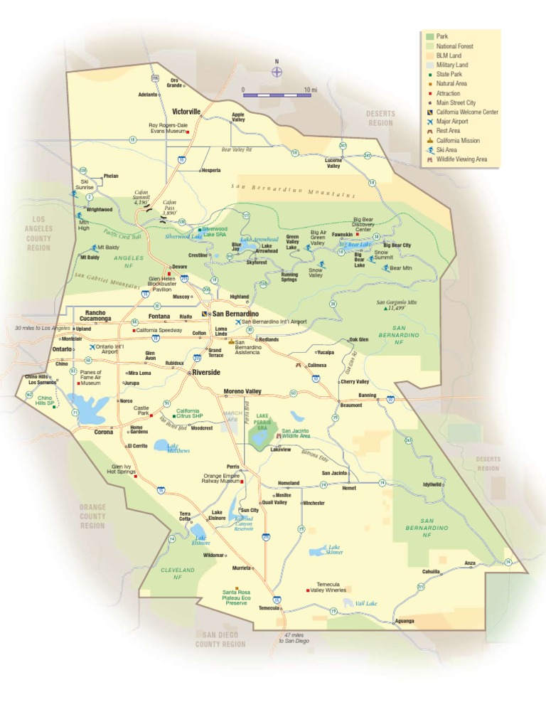 Inland Empire County Map California Inland Empire Section Map