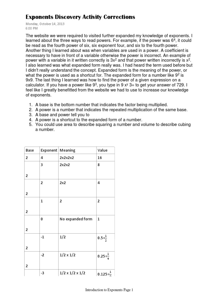 Understanding Exponents and Powers | PDF | Exponentiation | Multiplication