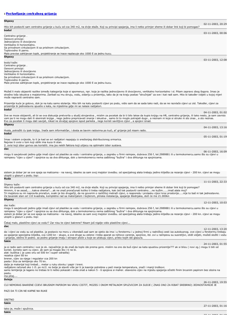 Postavljanje Centralnog Grijanja | PDF