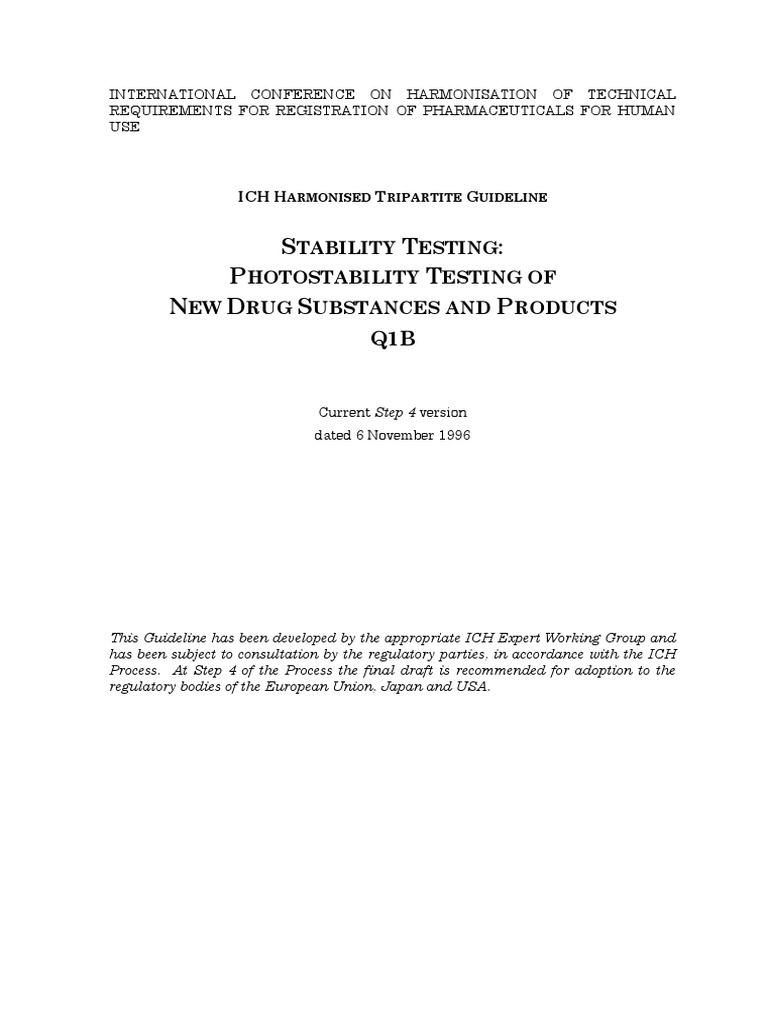 ICH Q1B - Pruebas de Estabilidad - Fotoestabilidad | PDF | Ultraviolet ...