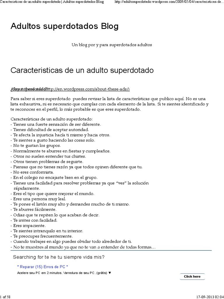 Adultos Superdotados Blog | PDF | Dotamiento intelectual | Adultos