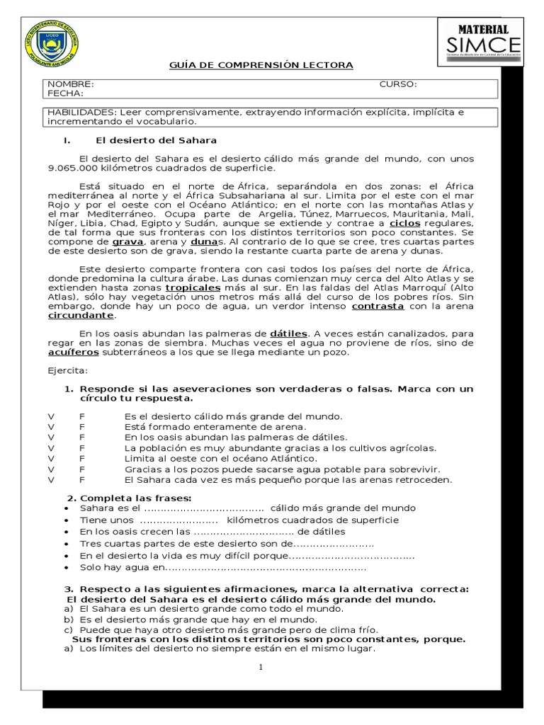 Comprensión del Sahara y el Loro | PDF | Desierto | Sáhara