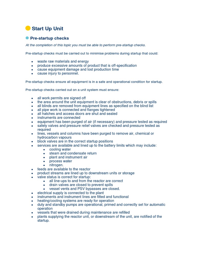 Start Up Unit | PDF | Instrumentation | Valve