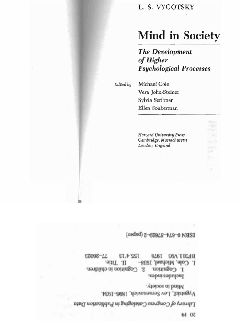 L.S. Vygotsky: Mind in Society (1978) | PDF | Learning | Psychology