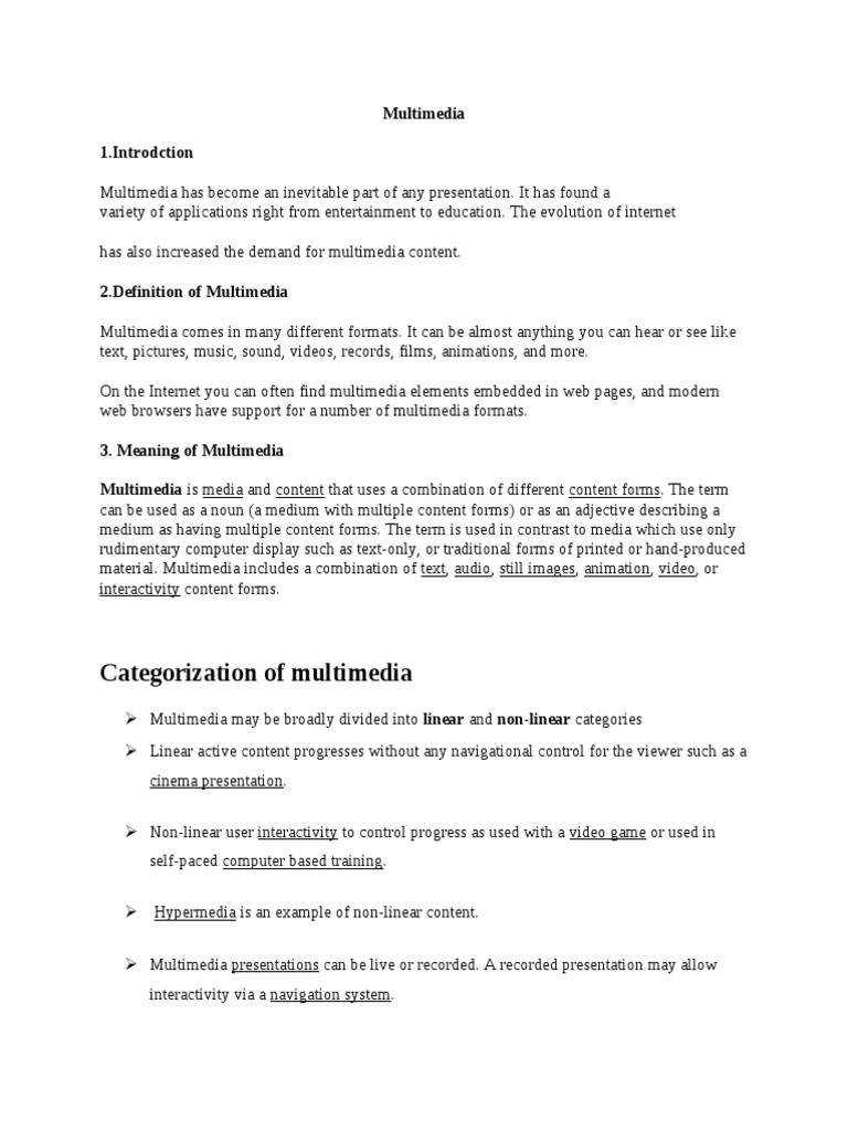Categorization of Multimedia | PDF | Multimedia | Mass Media