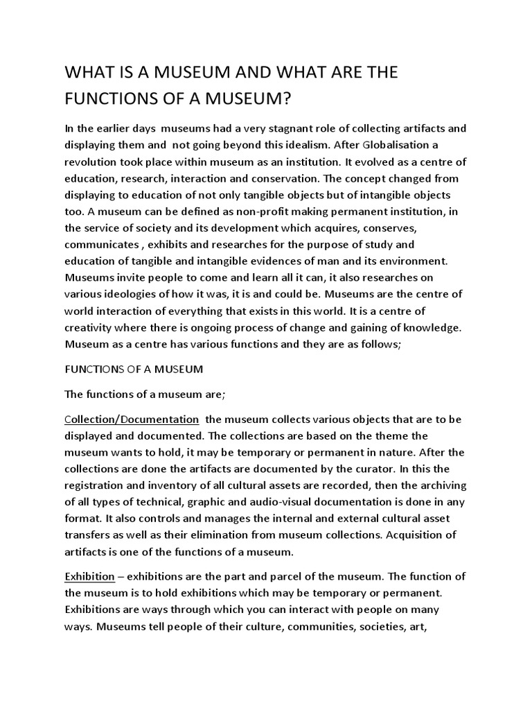 What Is A Museum and What Are The Functions of A Museum | PDF | Museum ...