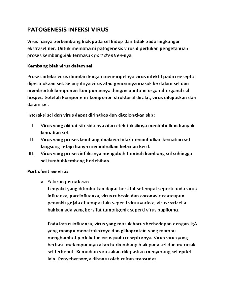 Patogenesis Infeksi Virus | PDF