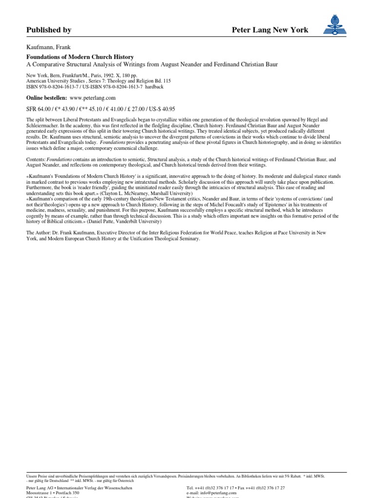 The Foundations of Modern Church History | PDF | Protestantism | Theology