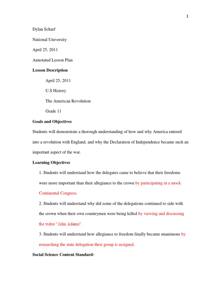 5 Day Lesson Plan Revised | PDF | Lesson Plan | American Revolution
