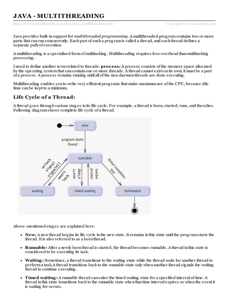 Java - Multithreading: Life Cycle of A Thread | PDF | Thread (Computing ... Java - Multithreading: Life Cycle of A Thread | PDF | Thread (Computing ...