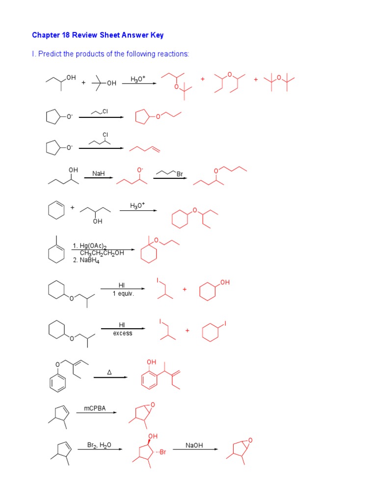 Epoxide Naming and Reactions Review | PDF