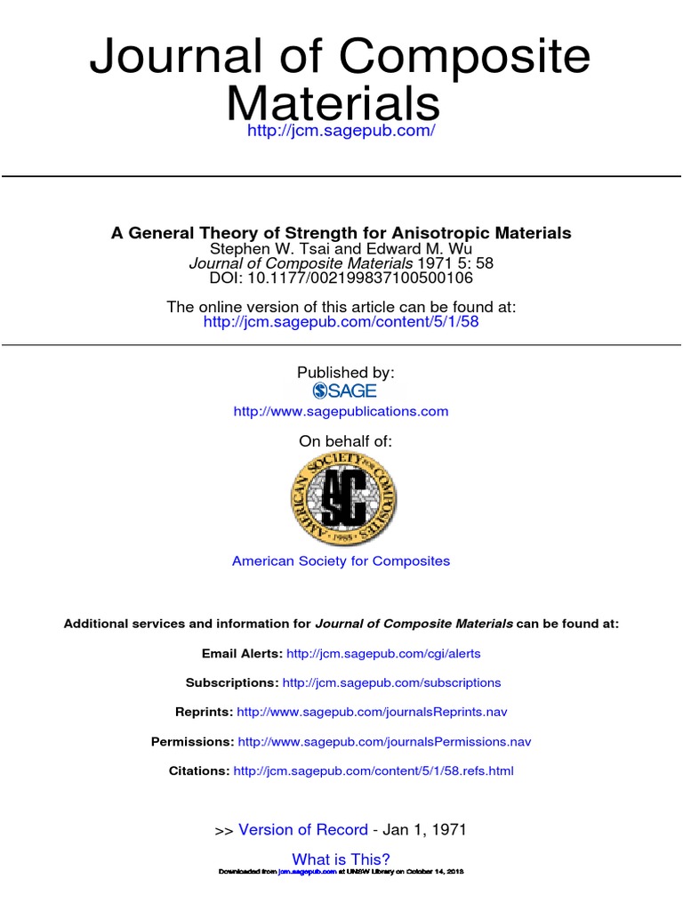 General Strength Theory for Anisotropic Materials | PDF | Stress ...