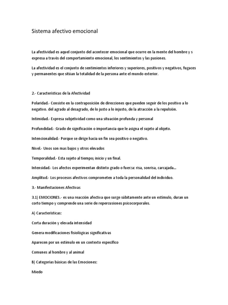 Sistema Afectivo Emocional | PDF | Las emociones | Estado de ánimo ...