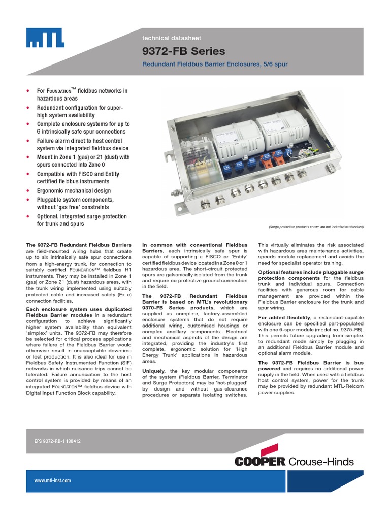4.redundant Fieldbus Barriers 9372 | PDF | Electrical Wiring | Cable