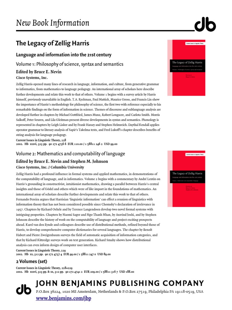 The Legacy of Zellig Harris | PDF | Linguistics | Cognitive Science
