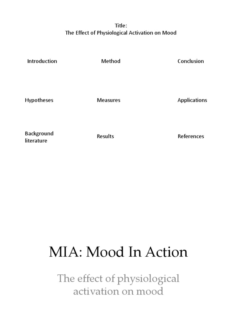 Physiological Activation and Mood Effects | PDF | Mood (Psychology ...