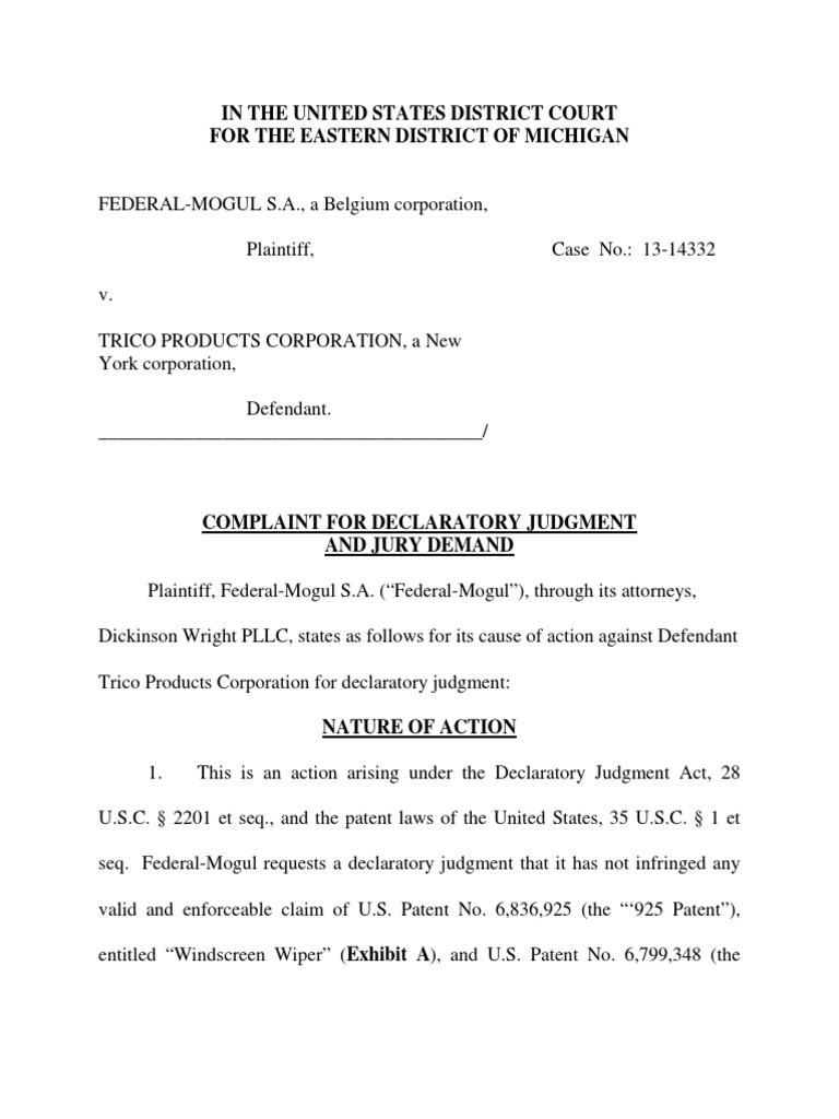 Federal-Mogul S.A. v. Trico Products Corporation | PDF | Prior Art ...