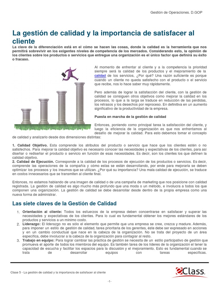 La gestión de calidad y la importancia de satisfacer al cliente | PDF ...
