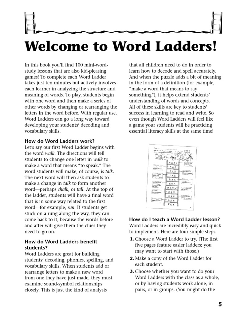 Word Ladders Build Literacy Skills | PDF | Literacy | Phonics