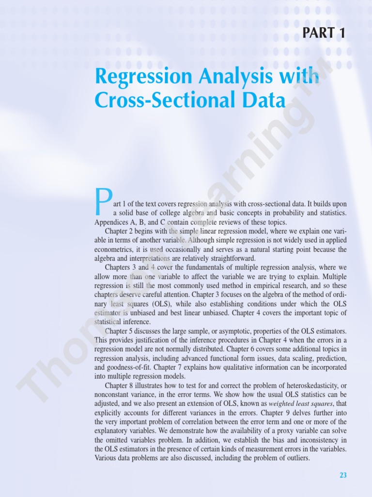 Regression Analysis With Cross-Sectional Data | PDF | Ordinary Least Squares | Errors And Residuals
