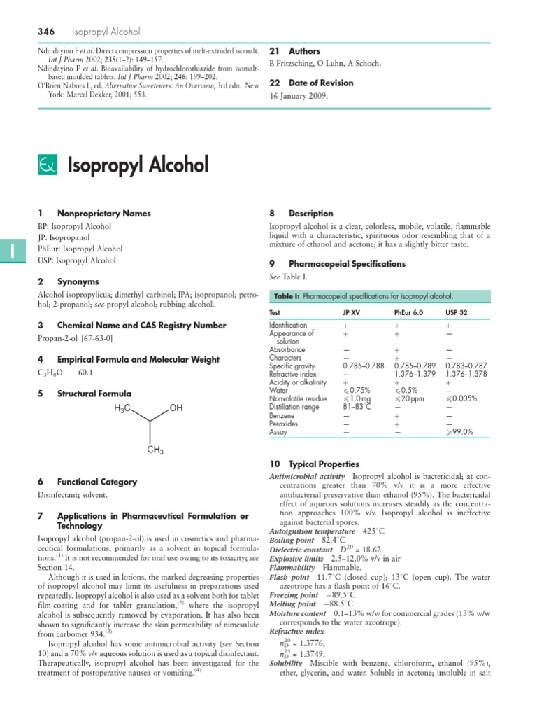 Isopropyl Alcohol | PDF | Alcohol | Topical Medication