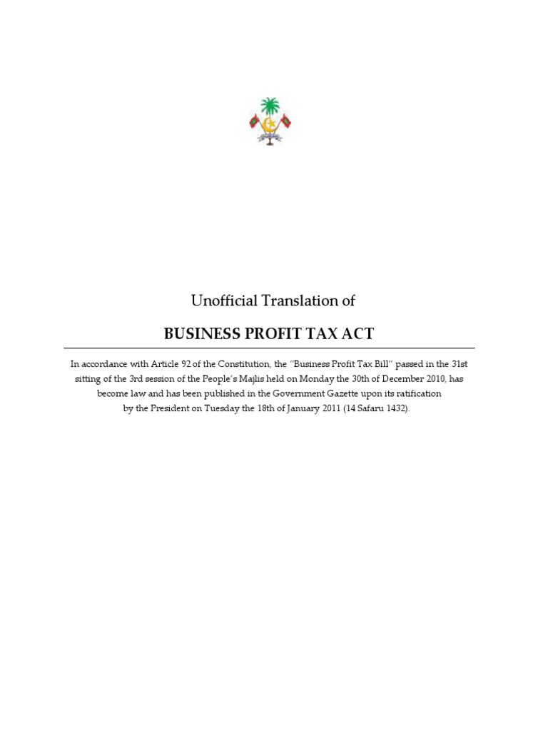 Business Profit Tax Act Final | PDF | Expense | Tax Deduction