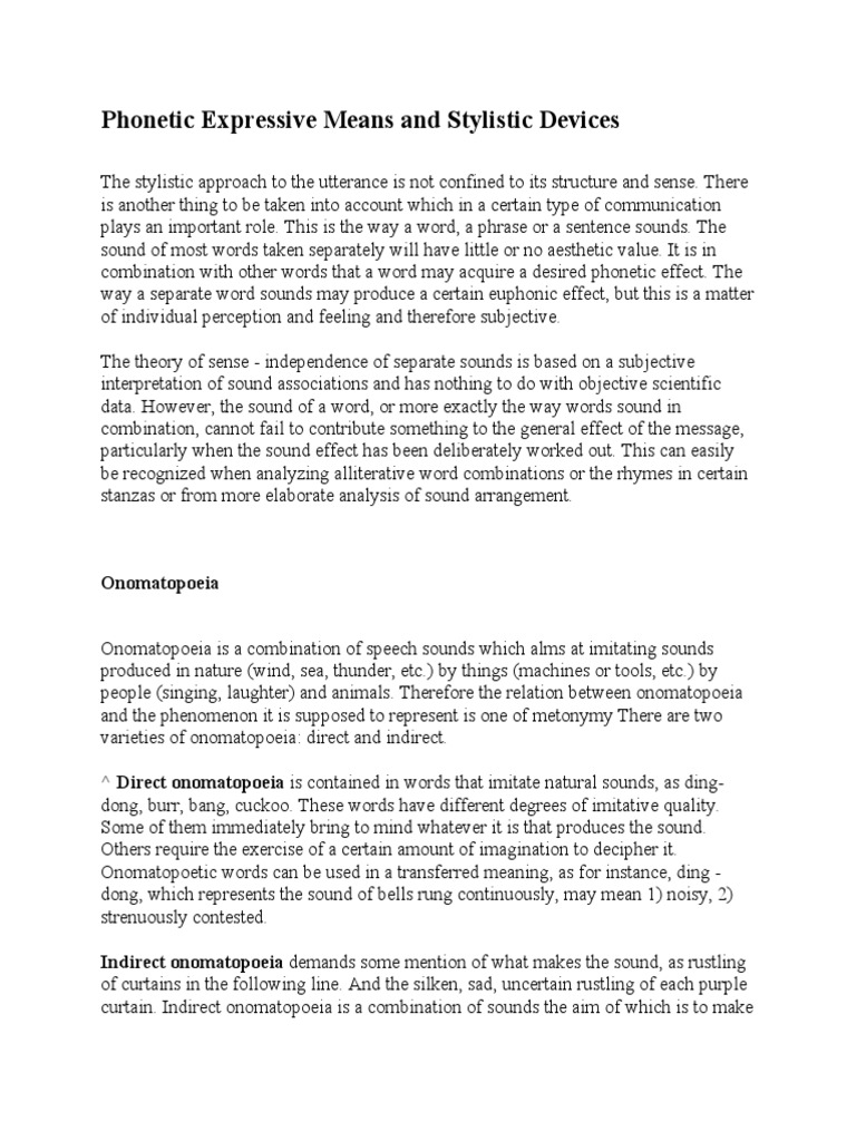 Phonetic Devices in Stylistic Analysis | PDF | Syllable | Semantics