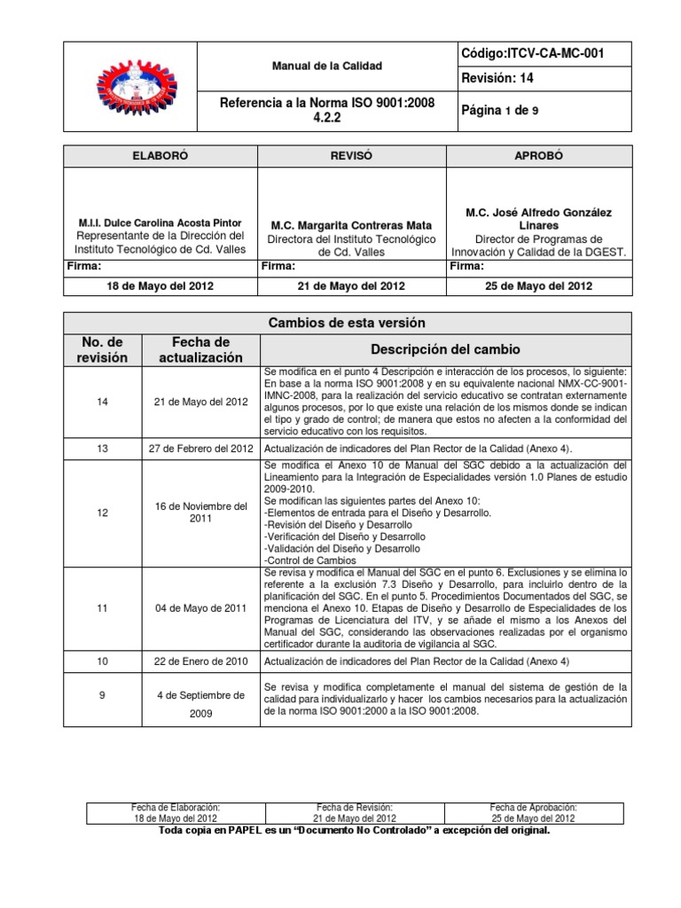 Manual Del SGC | PDF | Sistema de manejo de calidad | Gestión de la calidad