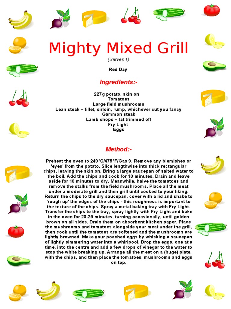 Mighty Mixed Grill Recipe for One | PDF | Home & Garden