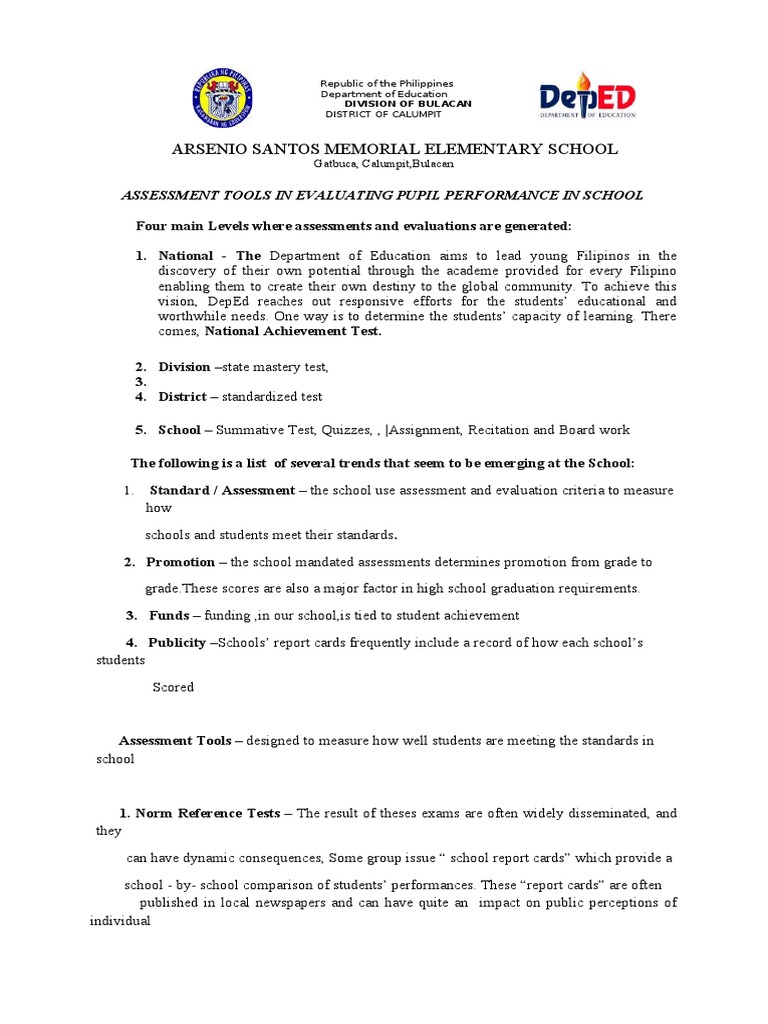 Assessment In School Pdf Educational Assessment Test Assessment