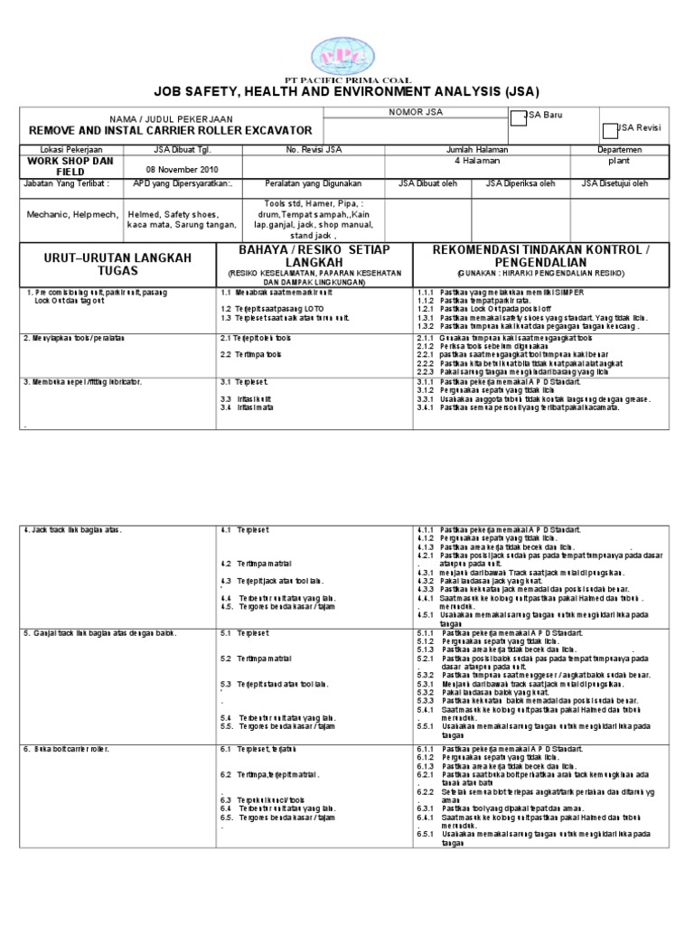 Jsa Remove and Install Carrier Roller Excavator. | PDF