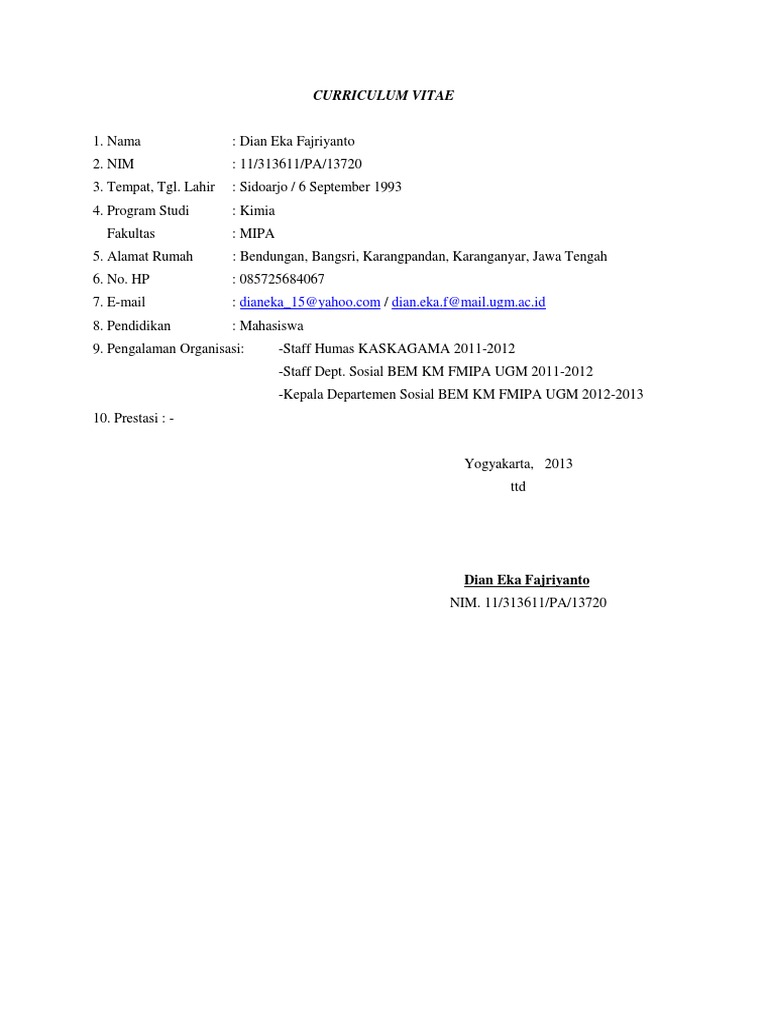 Format CV KKN | PDF