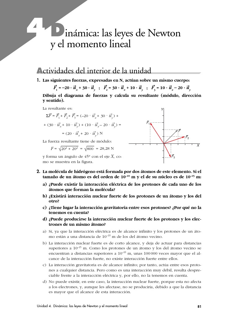 Actividad Interior Tema 4 | PDF | Fuerza | Las leyes del movimiento de ...