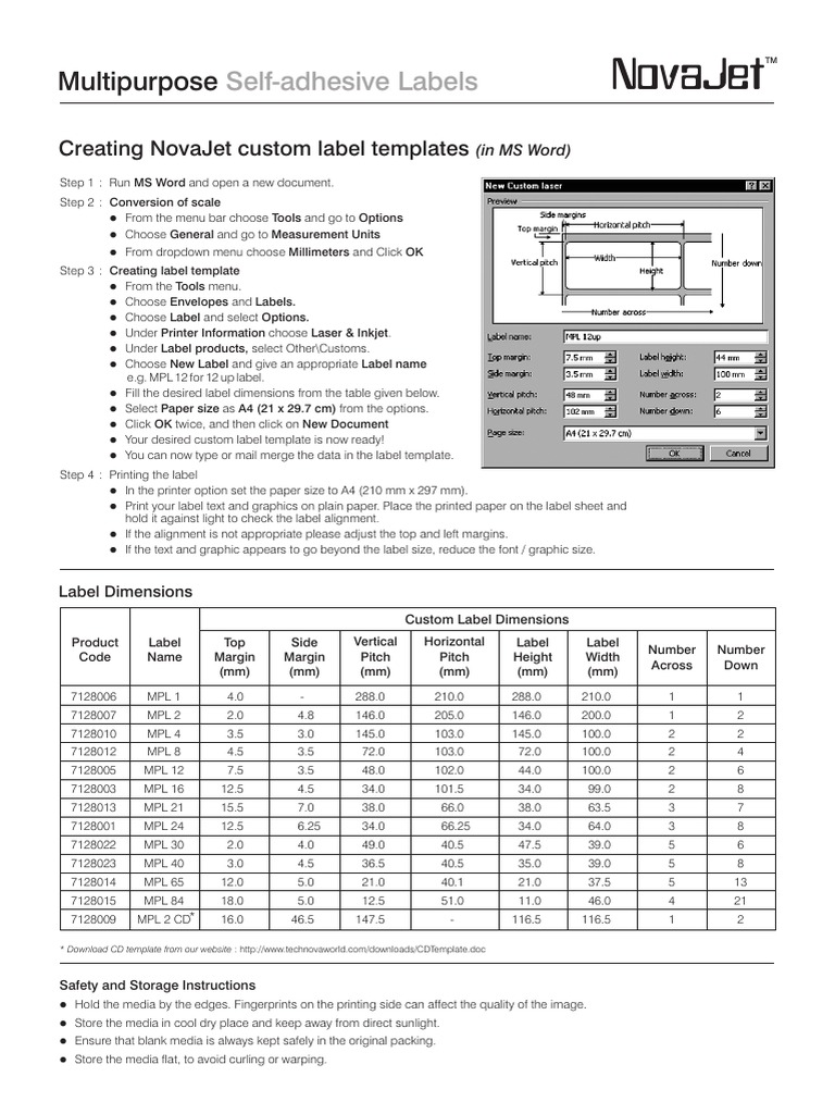 Multipurpose Selfadhesive Label | PDF | Printer (Computing) | Media ...