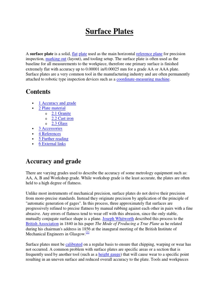 Surface Plate | PDF | Metalworking | Industries
